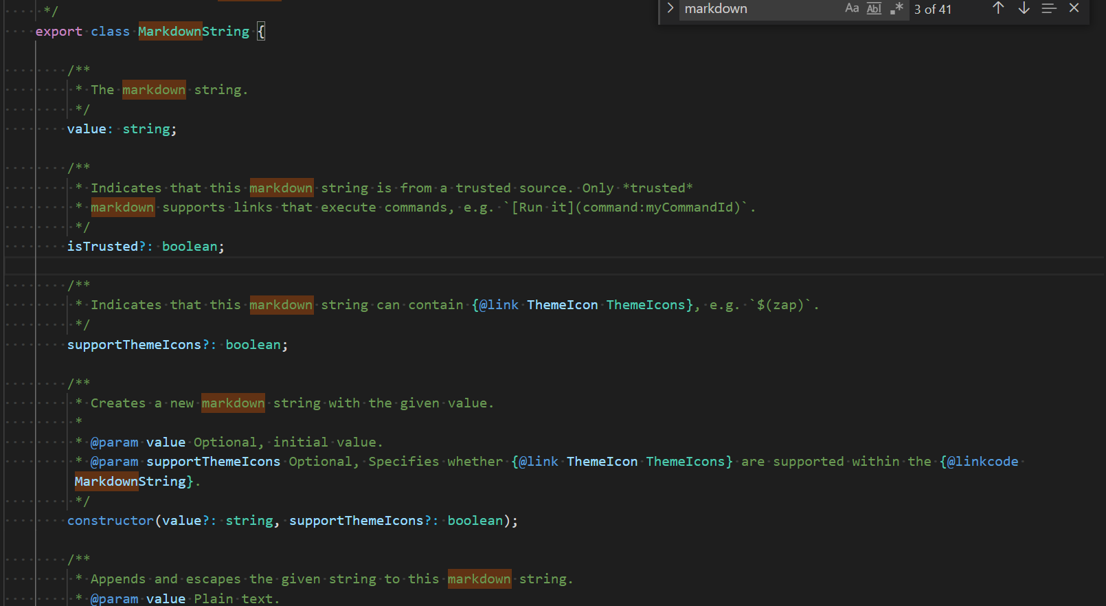 MarkdownString.supportHtml isn't in the release · Issue #135394 · microsoft/vscode · GitHub