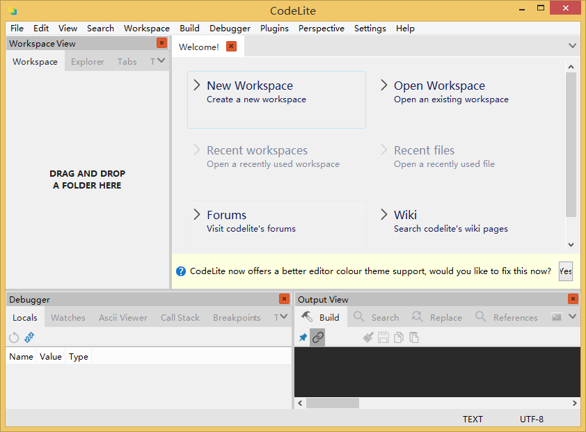 Why "Workspace view" and "Output View" is empty? · Issue #2658 · eranif/codelite · GitHub