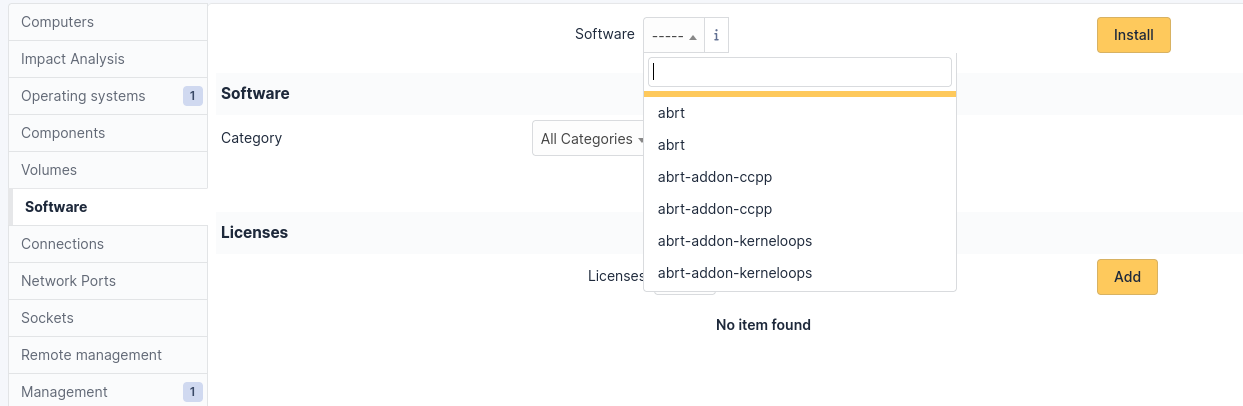 dropdown for software install is confusing · Issue #14593 · glpi-project/glpi · GitHub