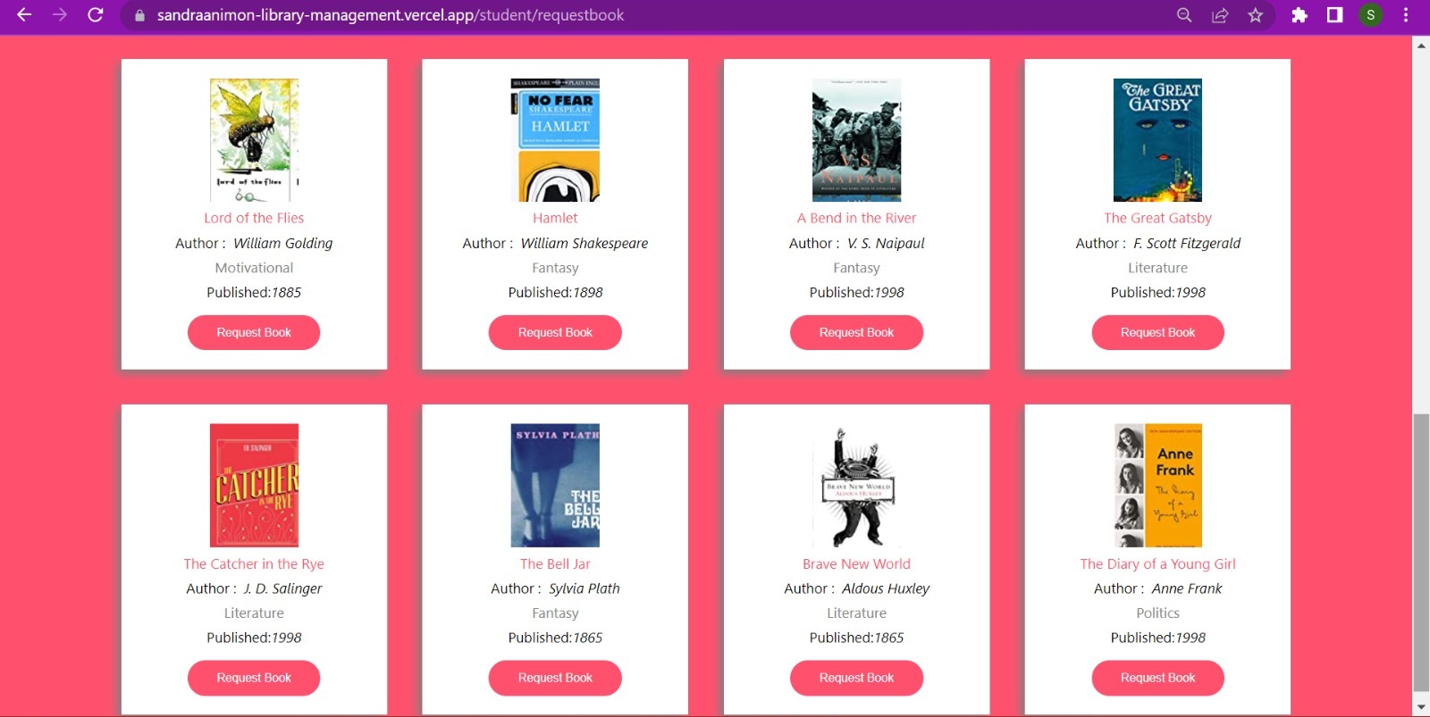 GitHub - SANDRAANIMON/Library-Management