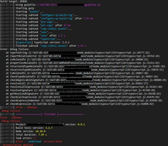 Orchestration Aborted Error While Doing Gulp Build · Issue 4701 · Sharepointsp Dev Docs · Github