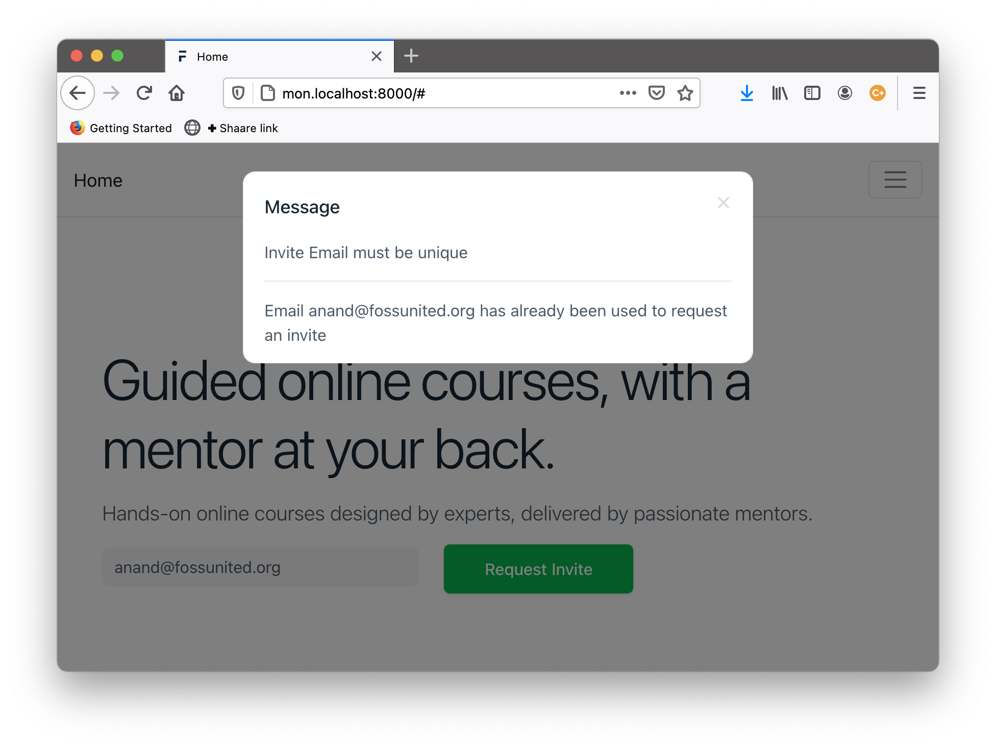 Error When Invite Requested Twice With The Same Email Address · Issue 65 · Frappelms · Github