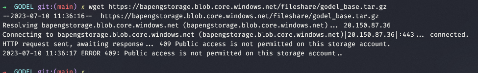 Error downloading base model - "409 Public access is not permitted on this storage account ...