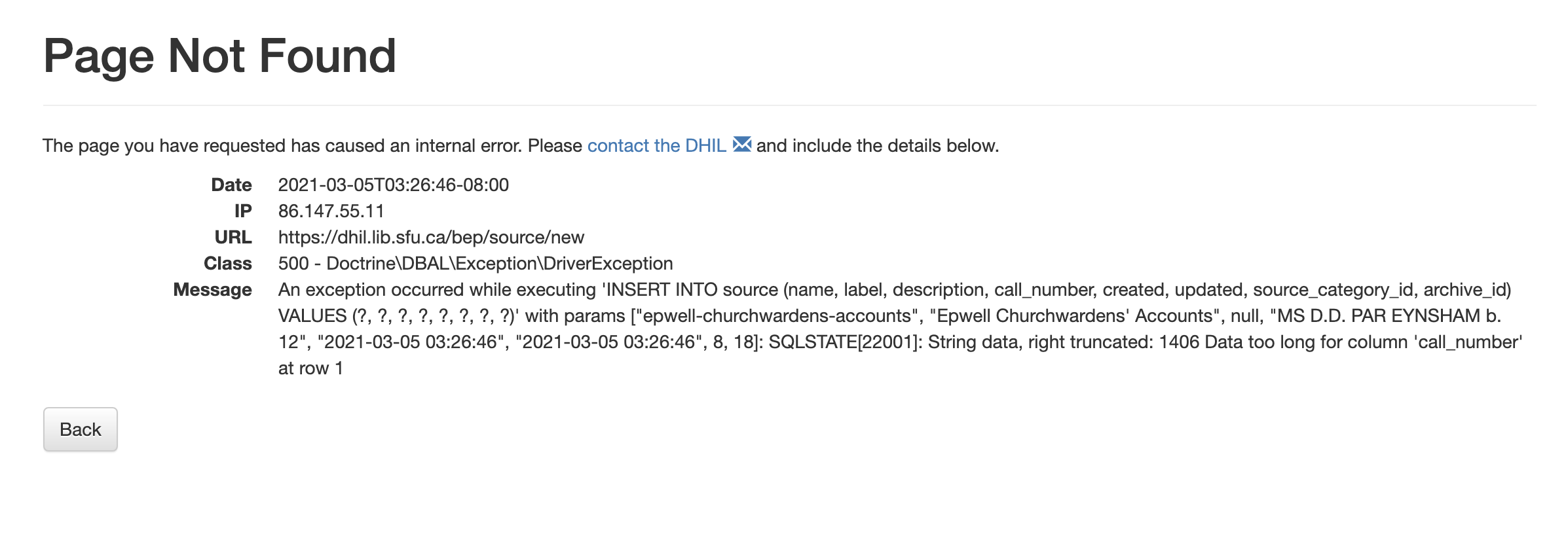 New Source - Call Number - not enough space for data · Issue #49 · sfu-dhil/bep · GitHub