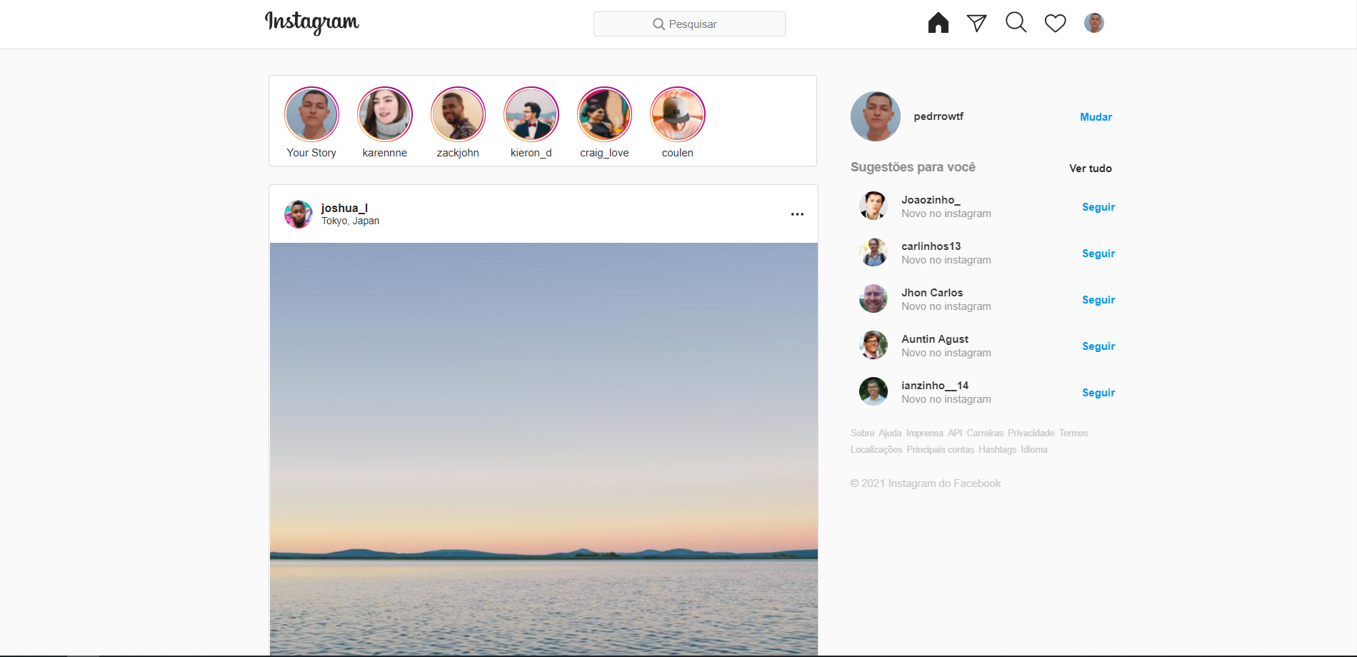 GitHub - pedrosandes/clone-instagram: Clone do instagram