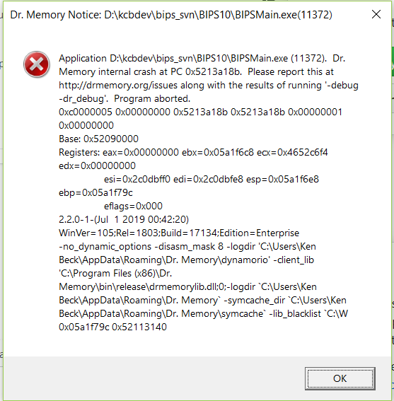 Drmemory Crash Report · Issue #2213 · DynamoRIO/drmemory · GitHub