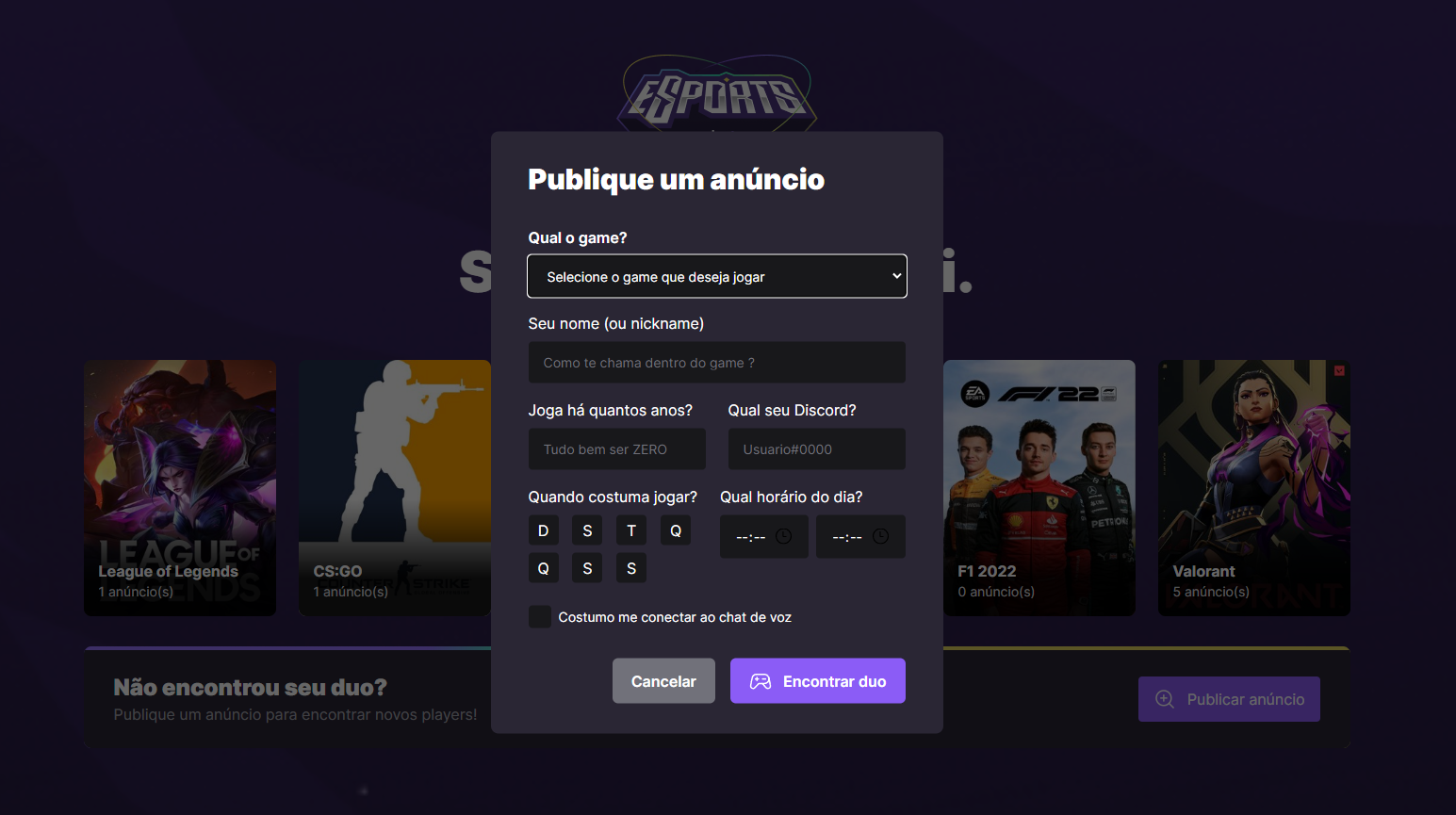 GitHub - BrunoCatan/Projet-nlw-esports