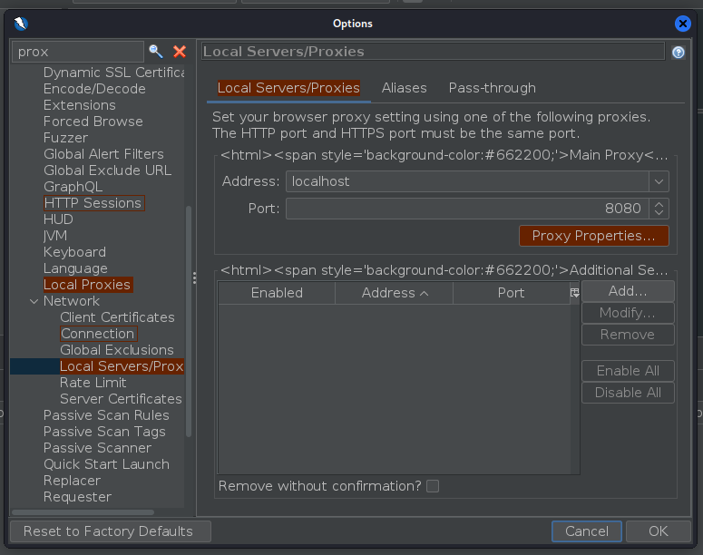 Raw HTML displayed in options panels for search matches · Issue #8111 · zaproxy/zaproxy · GitHub