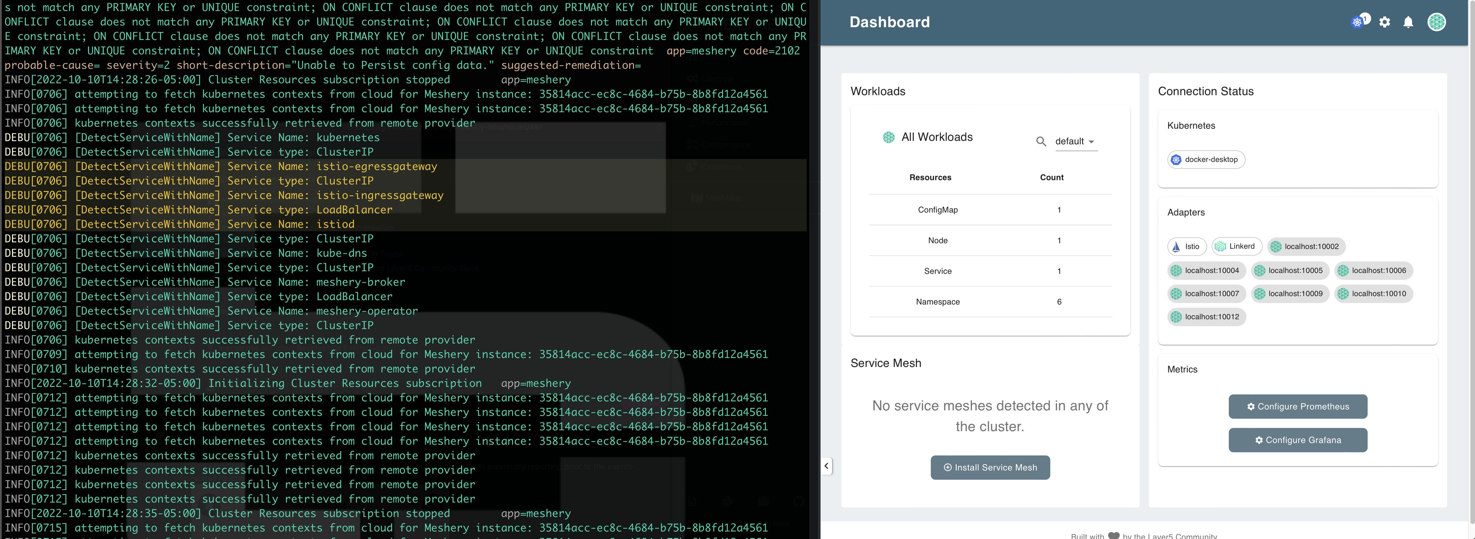 [Dashboard] Service mesh dashboard not displaying provisioned Istio mesh · Issue #6367 · meshery ...