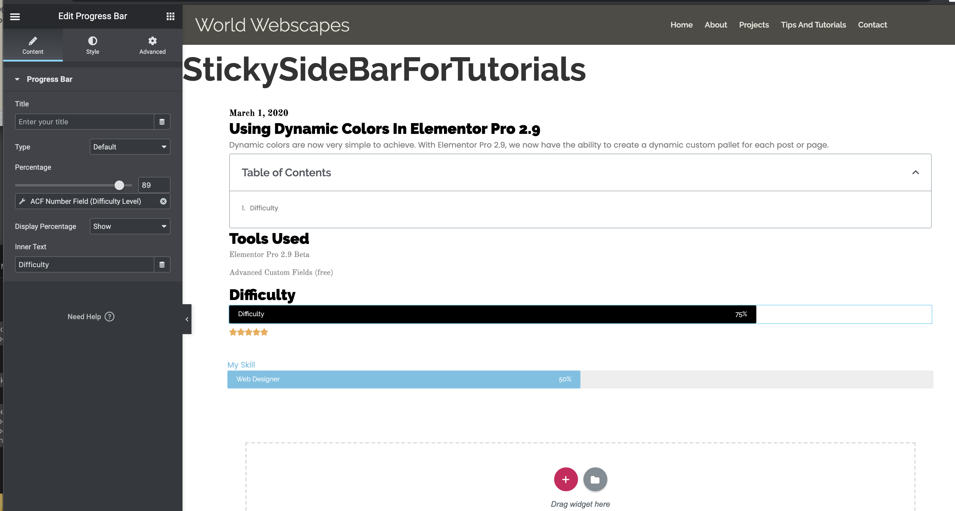 Dynamic Tag missing for Percentage value on Progress Bar · Issue #10835 · elementor/elementor ...