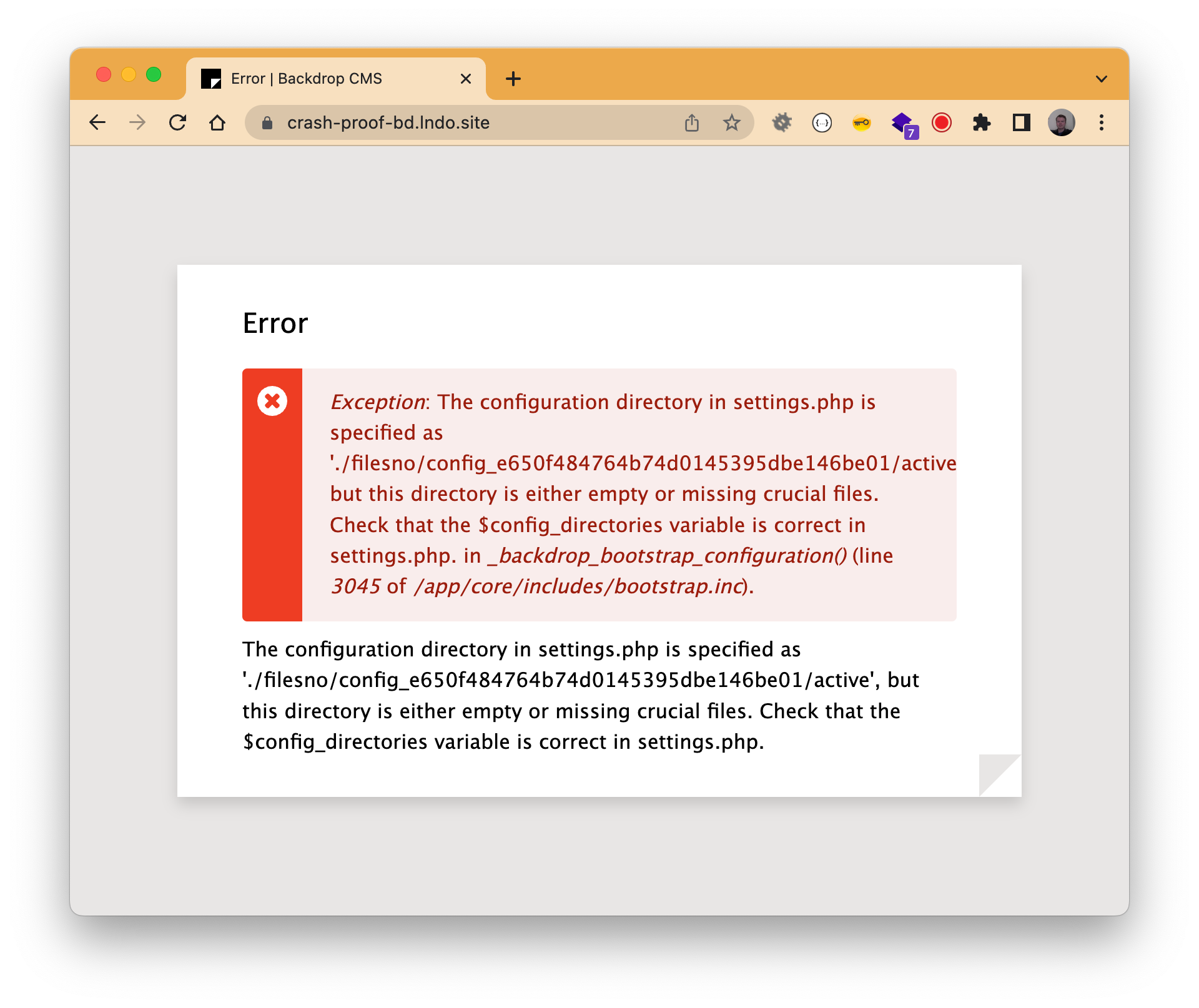 Make Backdrop misconfiguration messages friendlier · Issue #6110 · backdrop/backdrop-issues · GitHub