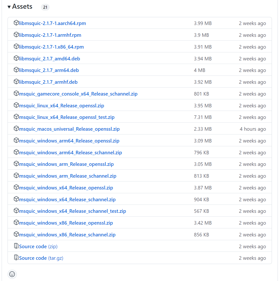 Miss Andriod And Ios Builds In The Latest Release Assets Page · Issue 3404 · Microsoft Msquic