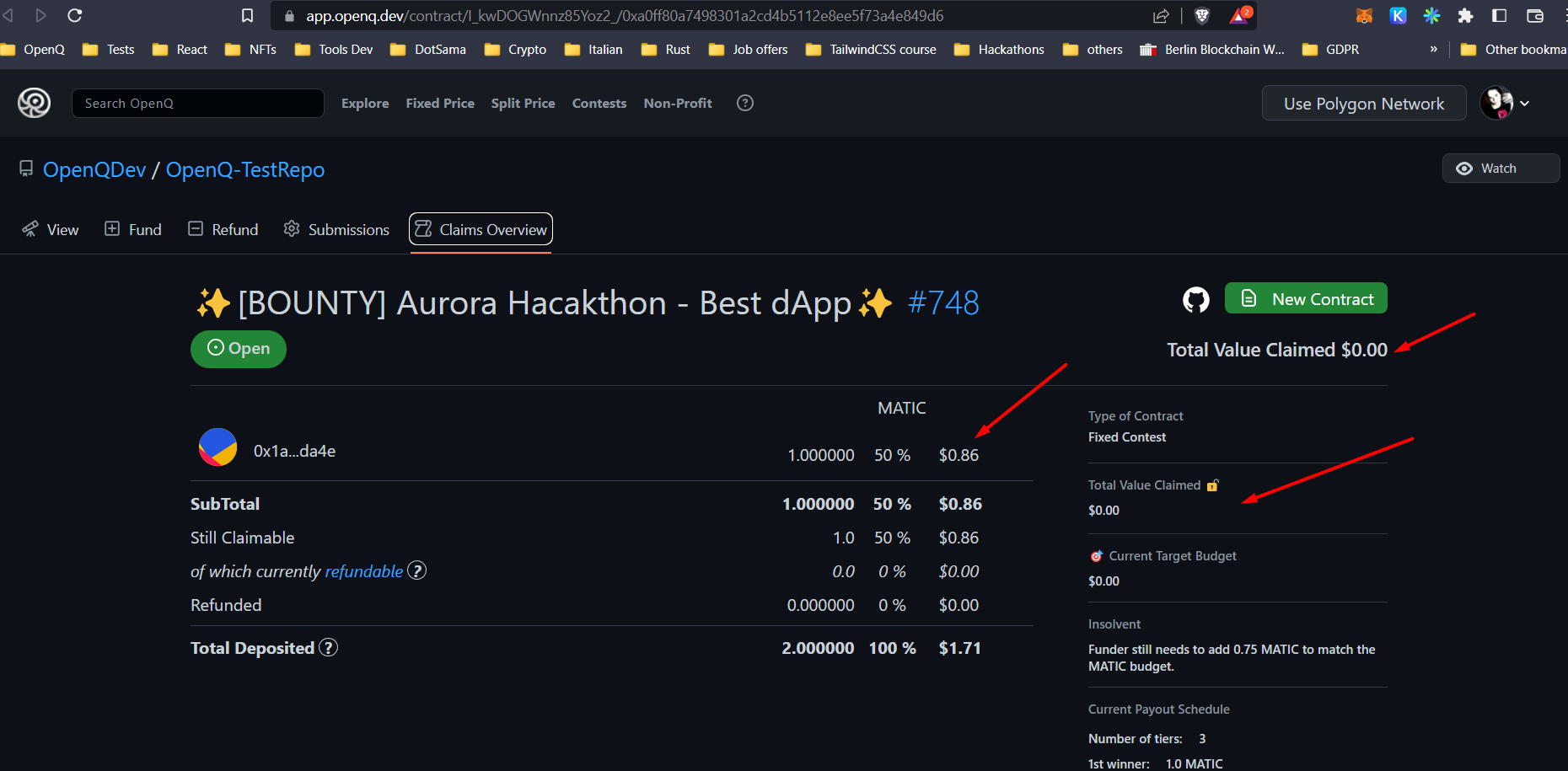 [PROD] TVC stays 0 even when >$0 · Issue #1098 · OpenQDev/OpenQ-Frontend · GitHub