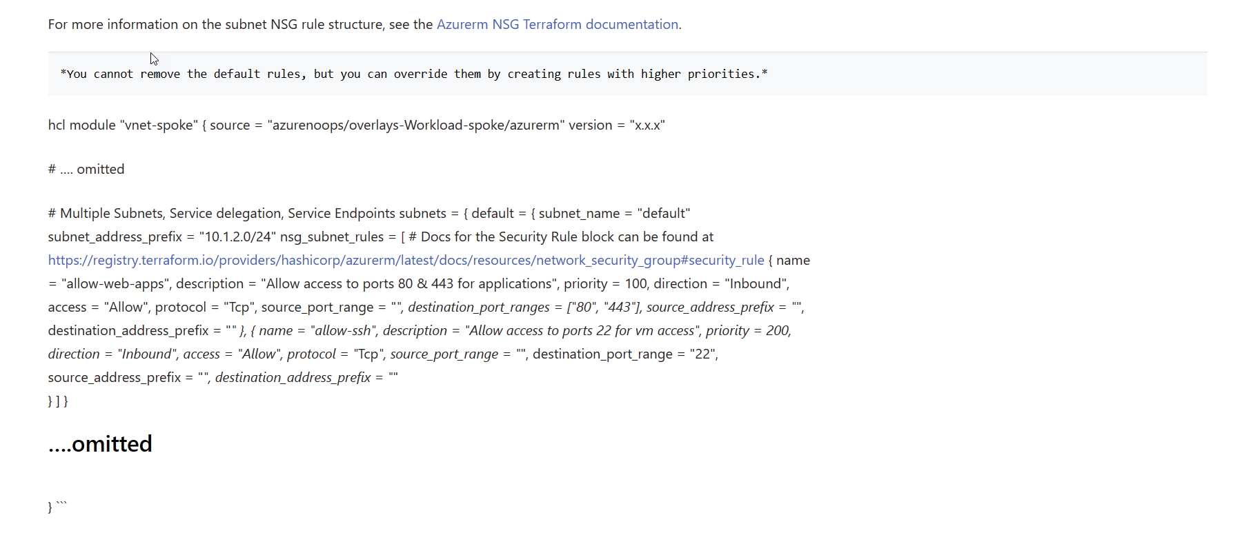 README.md's subnet-> nsg section doesn't render properly on Terraform Registry · Issue #20 ...