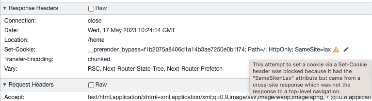 DraftMode __prerender_bypass cookie SameSite LAX instead of None · Issue #49927 · vercel/next.js ...