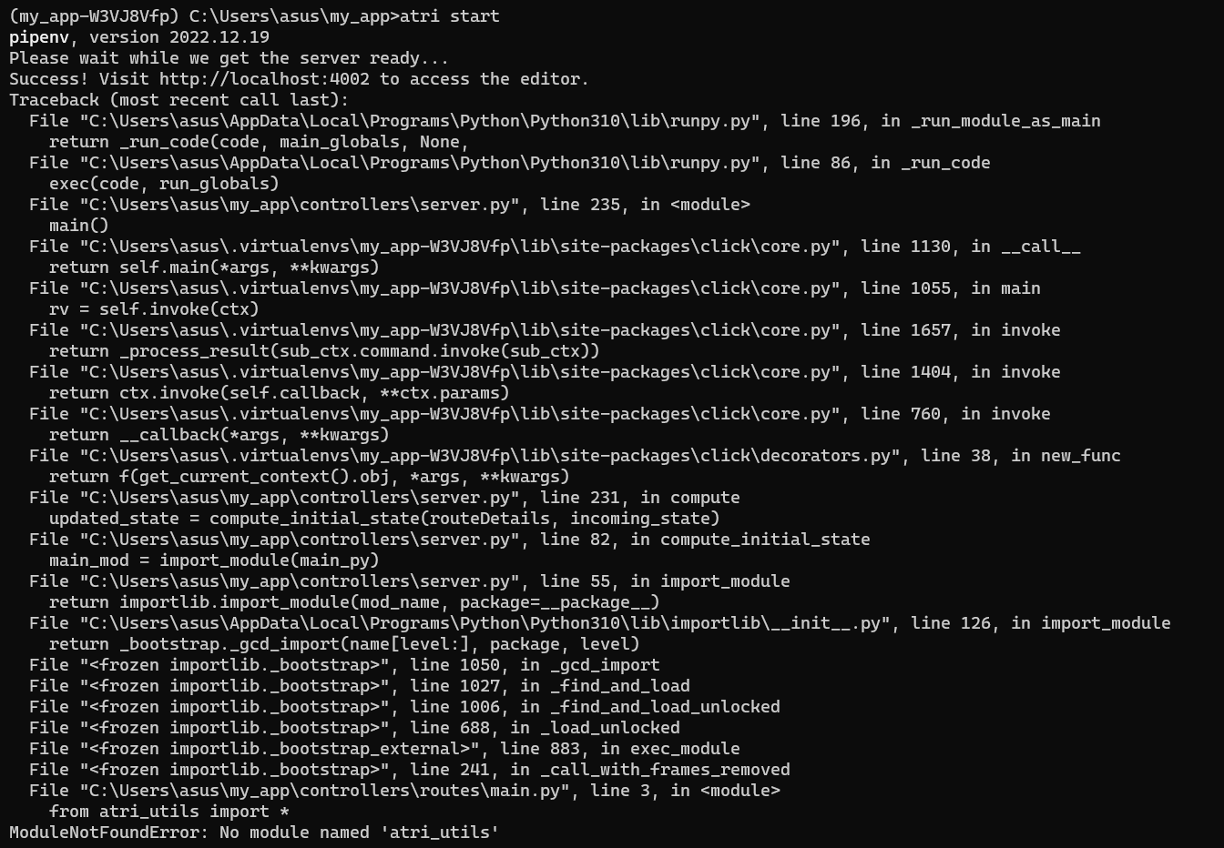 No module named atri_utils · Atri-Labs atrilabs-engine · Discussion #589 · GitHub