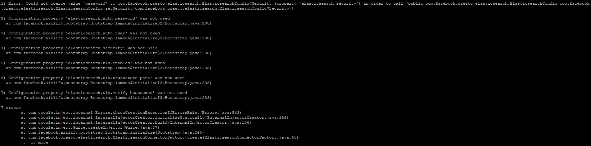 Errors Using Presto Elasticsearch Password Authentication · Issue #15512 · prestodb/presto · GitHub
