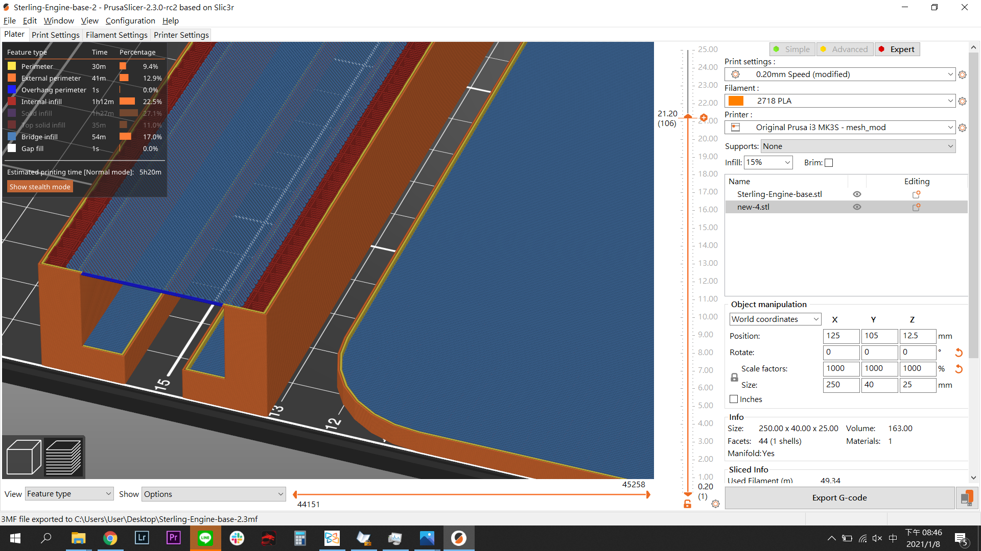Not able to control bridge angle by infill>advance>bridging angle but ...