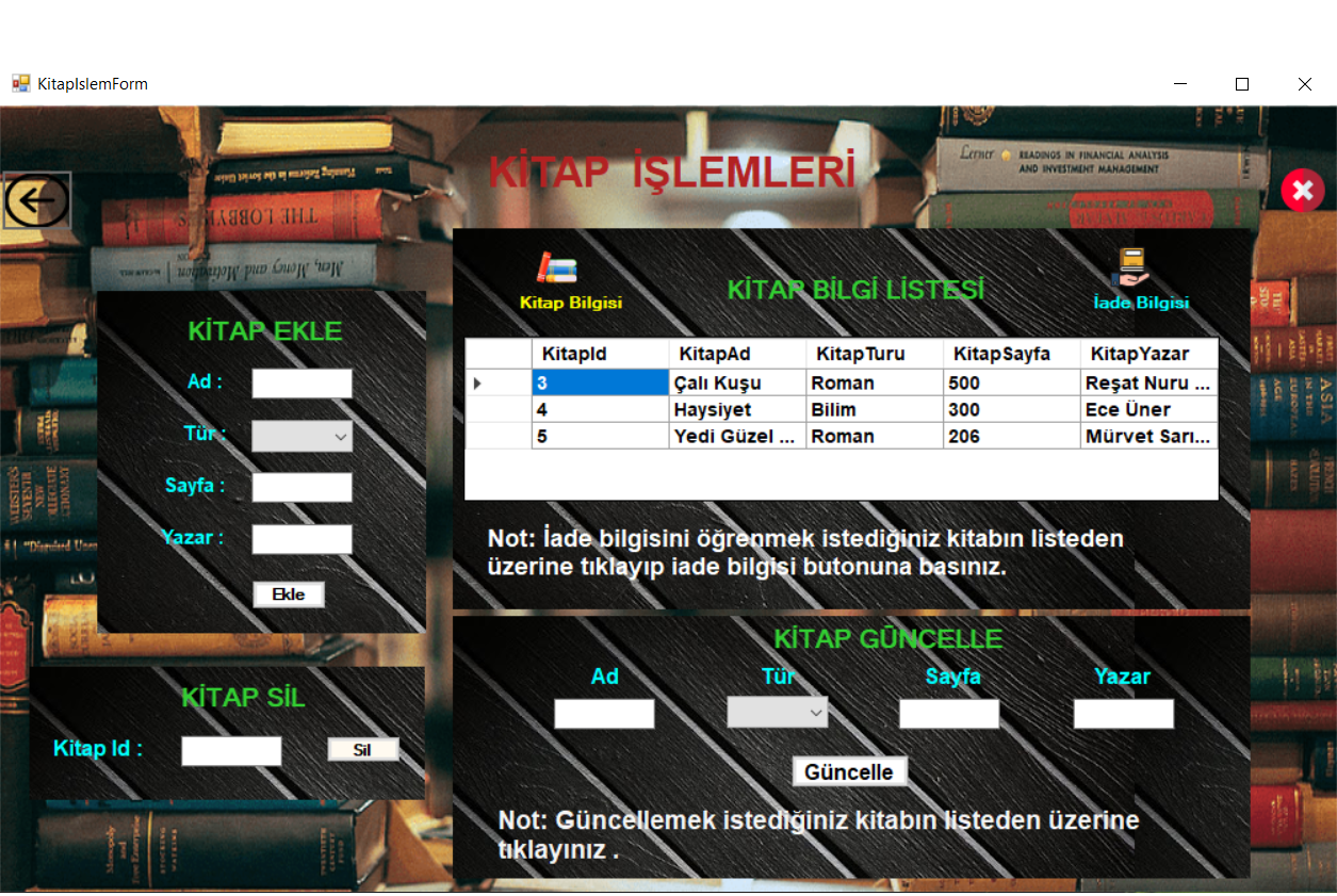 GitHub - melikeay45/Kutuphane-Otomansyonu: Katmanlı mimaride Access veritanbanı ve C# ...