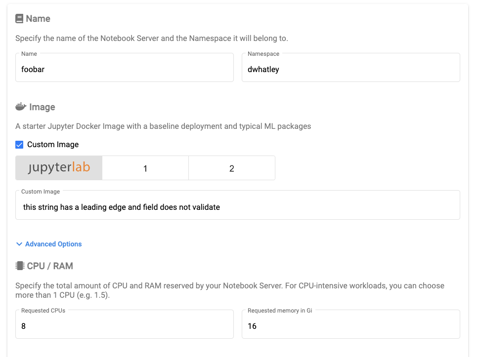 Notebook Creation Ui Missing Validation On Custom Image Field · Issue 6621 · Kubeflow 