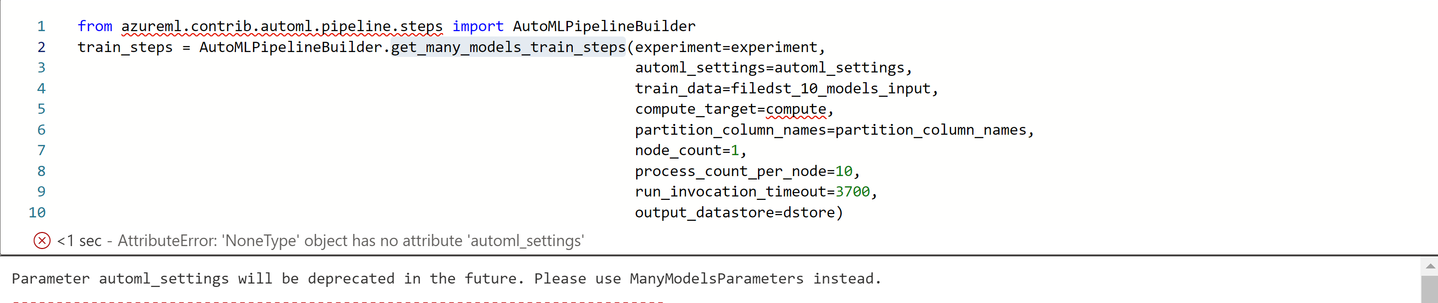 AutoMLPipelineBuilder.get_many_models_train_steps - Method shows the message:Parameter automl ...