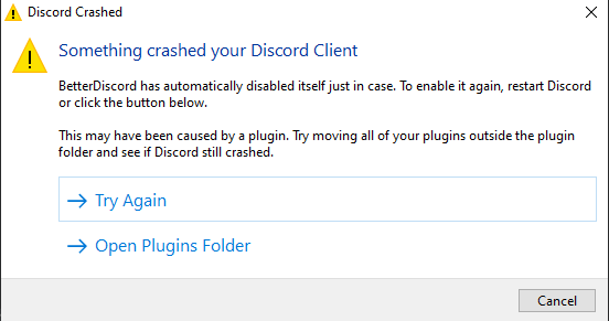 Crashing Bug · Issue 1387 · Betterdiscordbetterdiscord · Github 