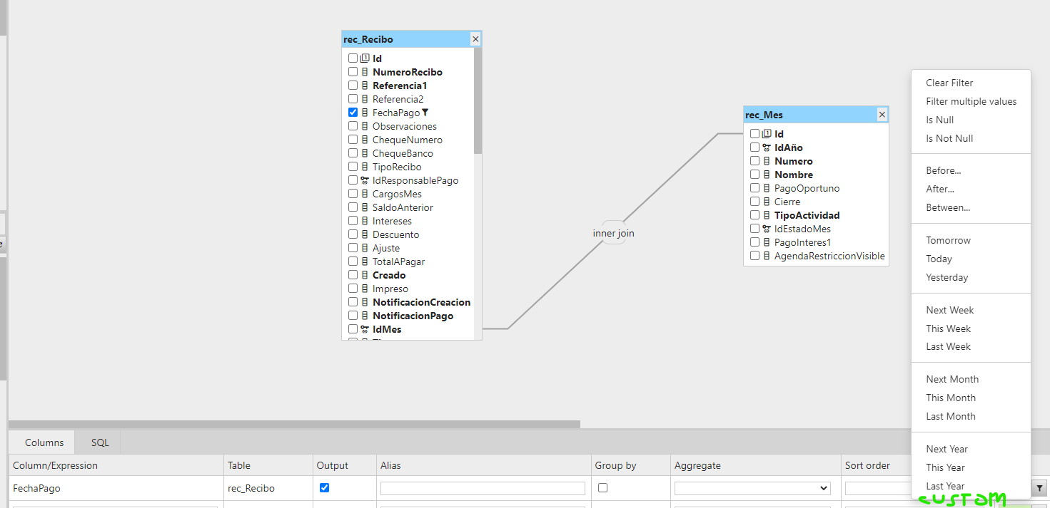 BUG: Query designer how to write an expression like TableA.Field >= TableB.Field · Issue #369 ...