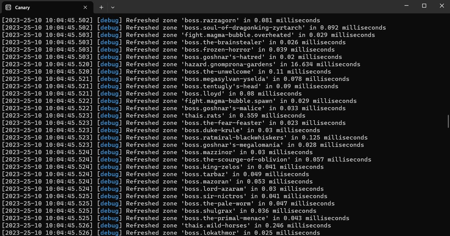 Debug Log · Issue 1746 · Opentibiabrcanary · Github