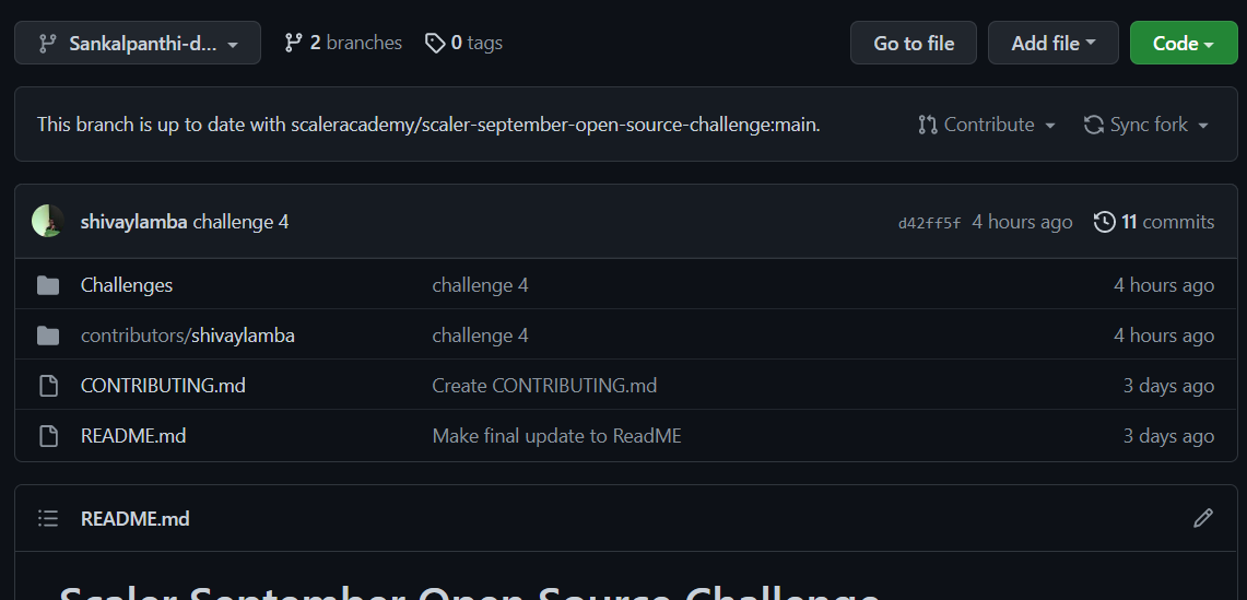Challenge 1-4 · Issue #132 · scaleracademy/scaler-september-open-source-challenge-2022 · GitHub