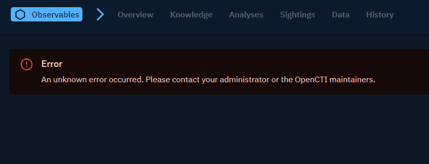 Error in Observable > Data · Issue #4200 · OpenCTI-Platform/opencti · GitHub