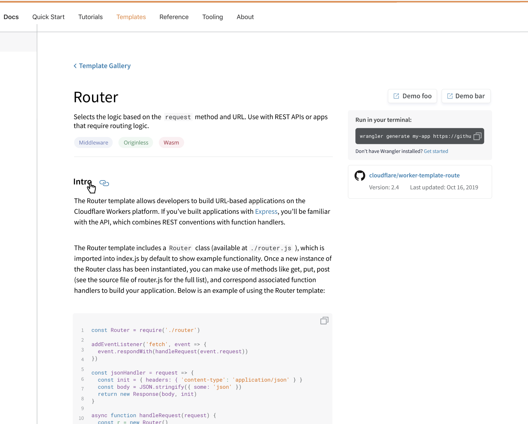 Integrate template page with tutorial content · Issue #528 · cloudflare/workers-docs · GitHub