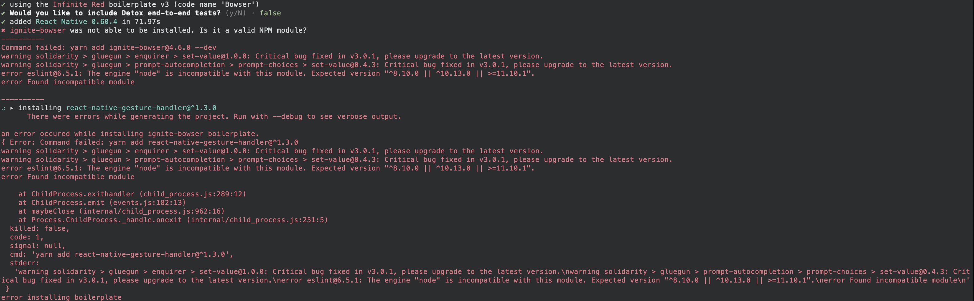 Bowser install new project fail · Issue #276 · infinitered/ignite-bowser · GitHub