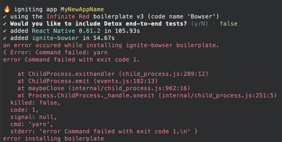 Bowser Install New Project Fail · Issue 276 · Infinitered Ignite Bowser · Github