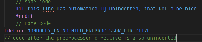 Automatically unindent C++ preprocessor directives · Issue #103822 · microsoft/vscode · GitHub