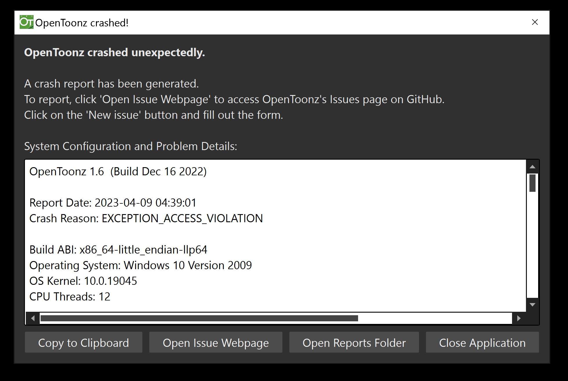Unspecified Crash · Issue #4817 · opentoonz/opentoonz · GitHub