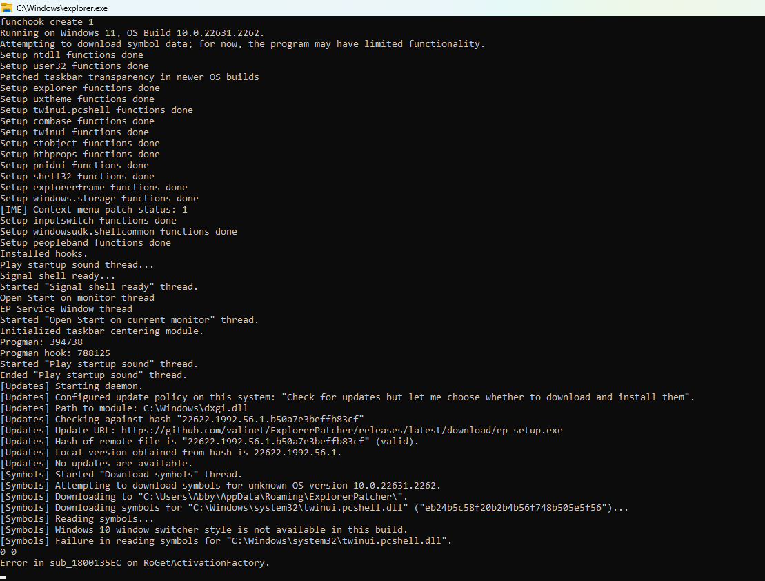 StartMenuExperiencehost.exe crashes on launching start menu while ExplorerPatcher app is ...