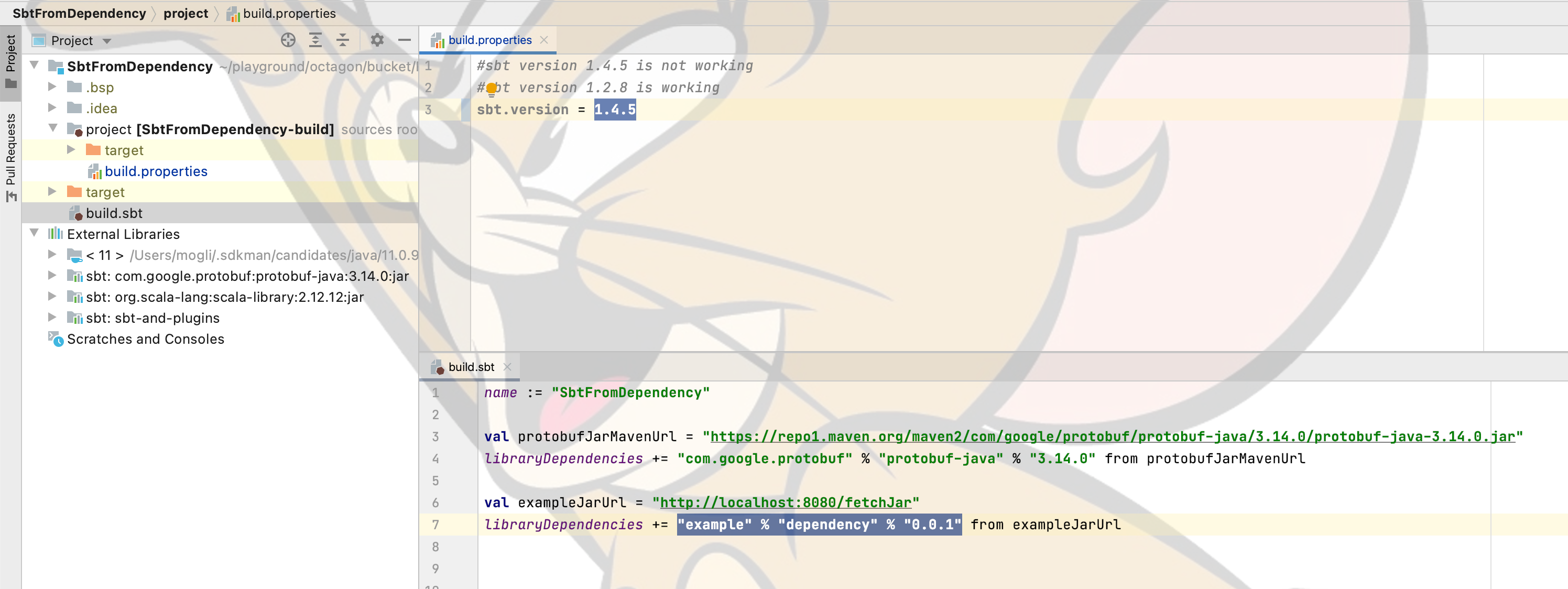libraryDependencies += dependency from "some url" not working with sbt version 1.4.5 · Issue ...