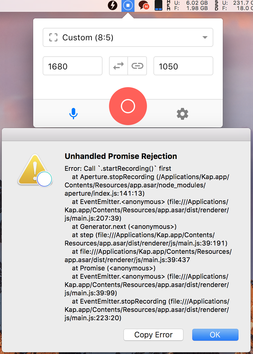 I got an error when trying to open the MacBook again and stop recording "Kap". · Issue #485 ...