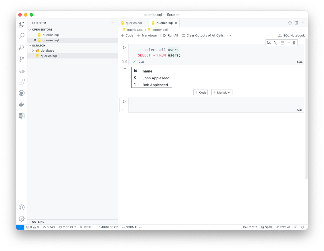 GitHub Cmoog vscode sql notebook Open SQL Files As VSCode Notebooks 
