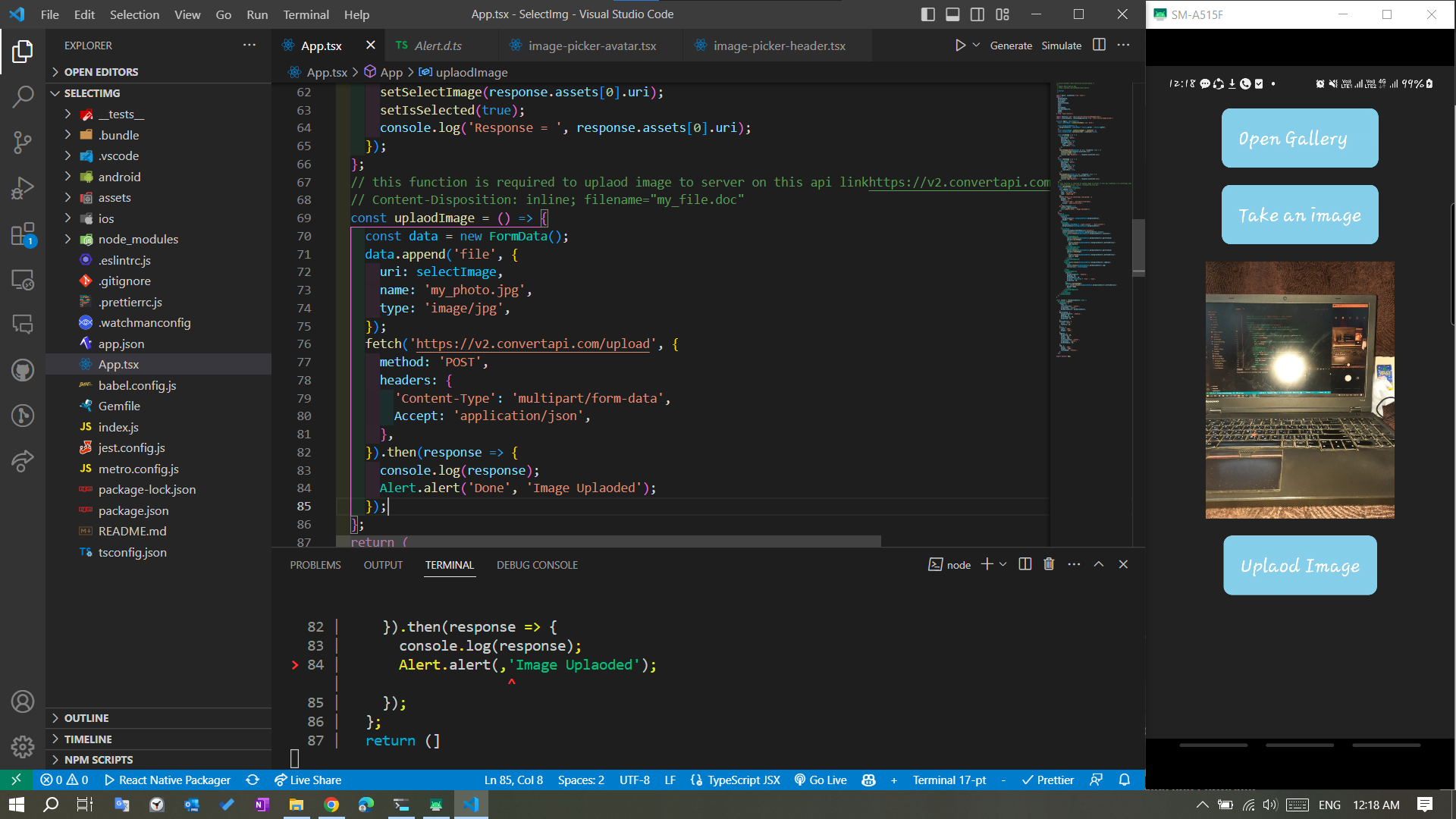 GitHub - EngPeterAtef/UploadImgToServer: React-Native App that reads an image from the gallery ...