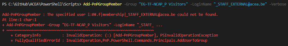 Issue with Add-PnPGroupMember that works for O365/M365 groups but not ...