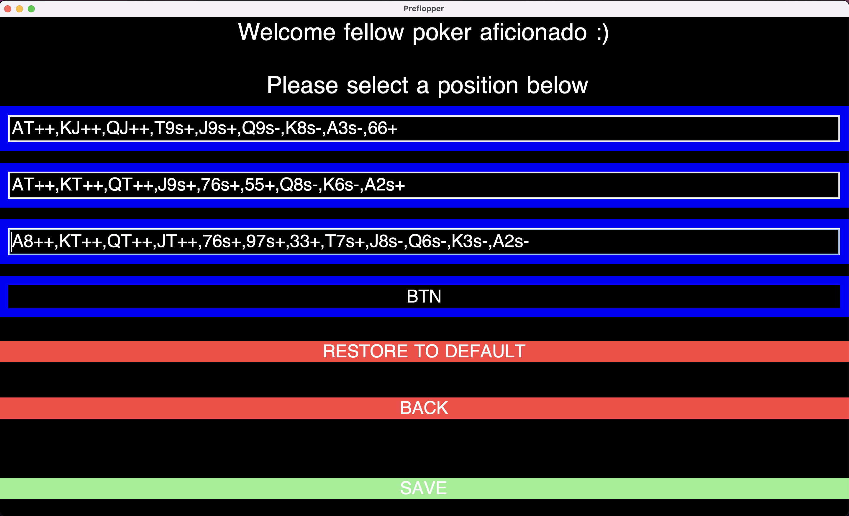 GitHub - prawnsup/Preflopper: A preflop range training app