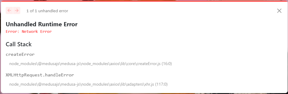 Network Error · Issue 4113 · Medusajsmedusa · Github 