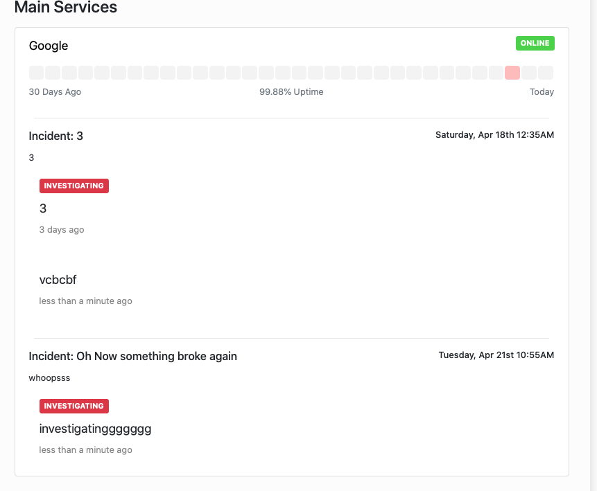 Show Incidents On Homepage · Issue 503 · Statping Statping · Github