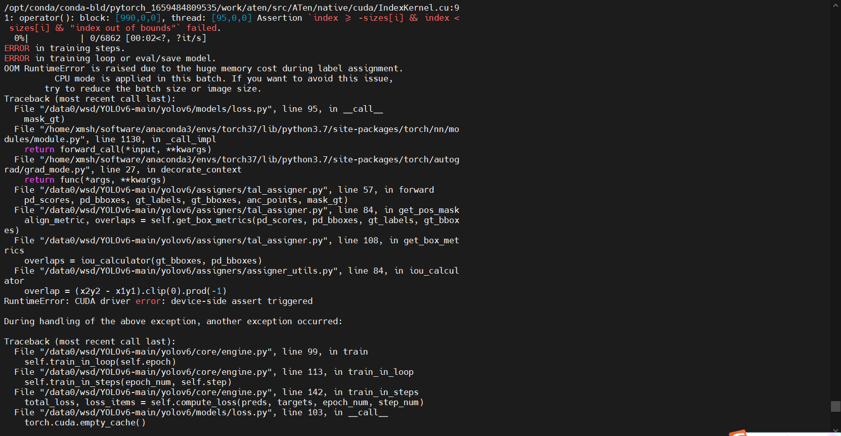 训练过程中 跑到第三轮就断了 报如下错误 · Issue 587 · Meituan Yolov6 · Github