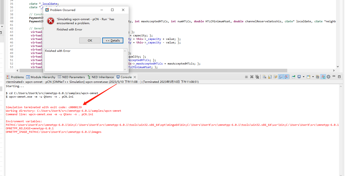 Simulation Terminated With Exit Code C0000139 · Issue 975 · Omnetpp Omnetpp · Github