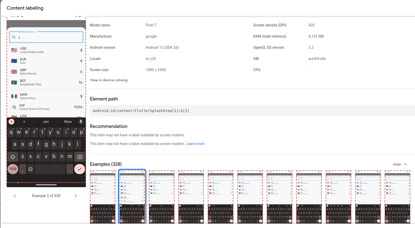Ensure Android's accessibility scanner and the play store's ...