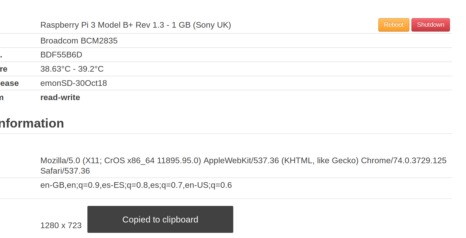 Clicking buttons on the Admin page triggers copied to clipboard msg · Issue #1288 · emoncms ...