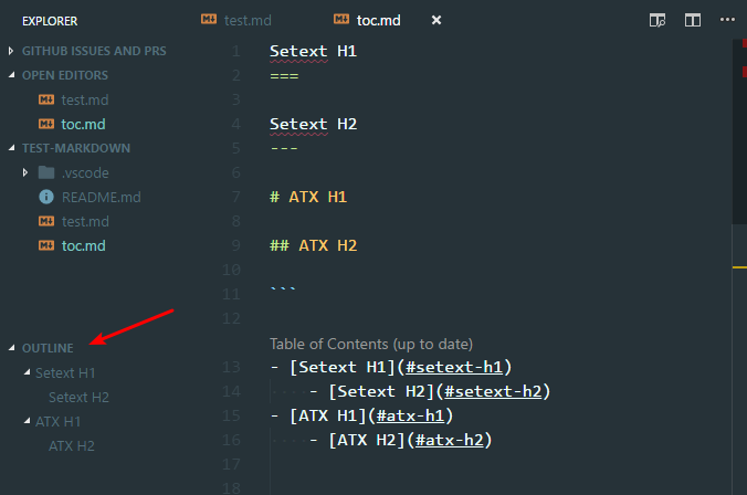 Sync cursor and outline [edited] · Issue #36 · yzhang-gh/vscode-markdown · GitHub