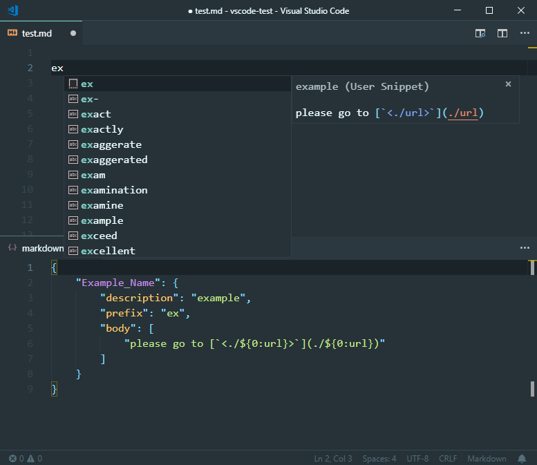 User snippets don't work at all · Issue #409 · yzhang-gh/vscode-markdown · GitHub